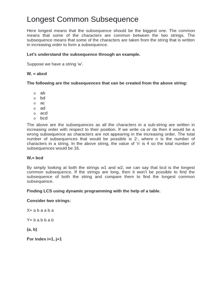 Longest Common Subsequence | PDF | Mathematical Logic | Mathematics