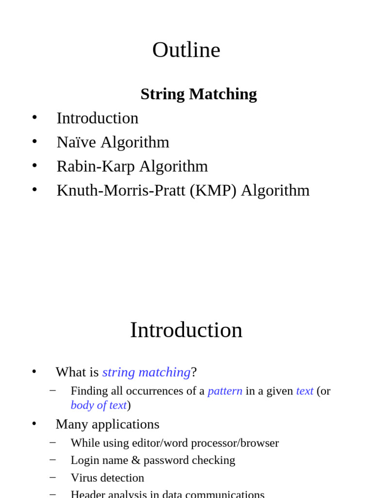 String Matching Kmprabin Karp and Naive | PDF | Applied Mathematics | Theoretical Computer Science