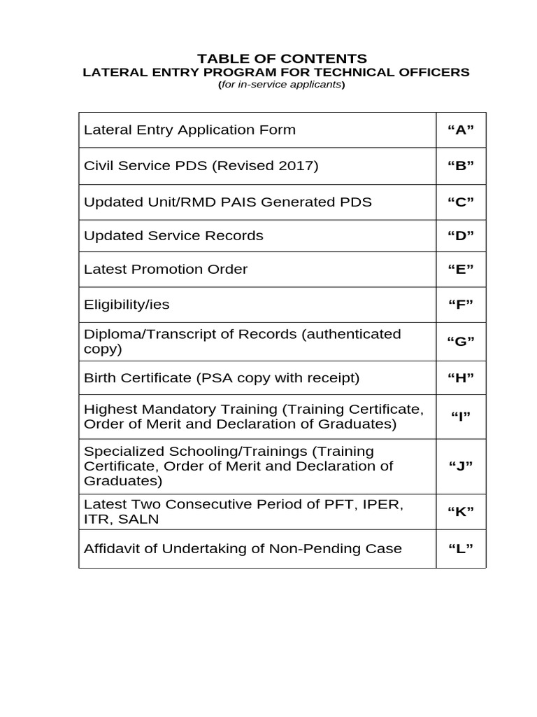 Lateral Entry Program for Technical Officers | PDF
