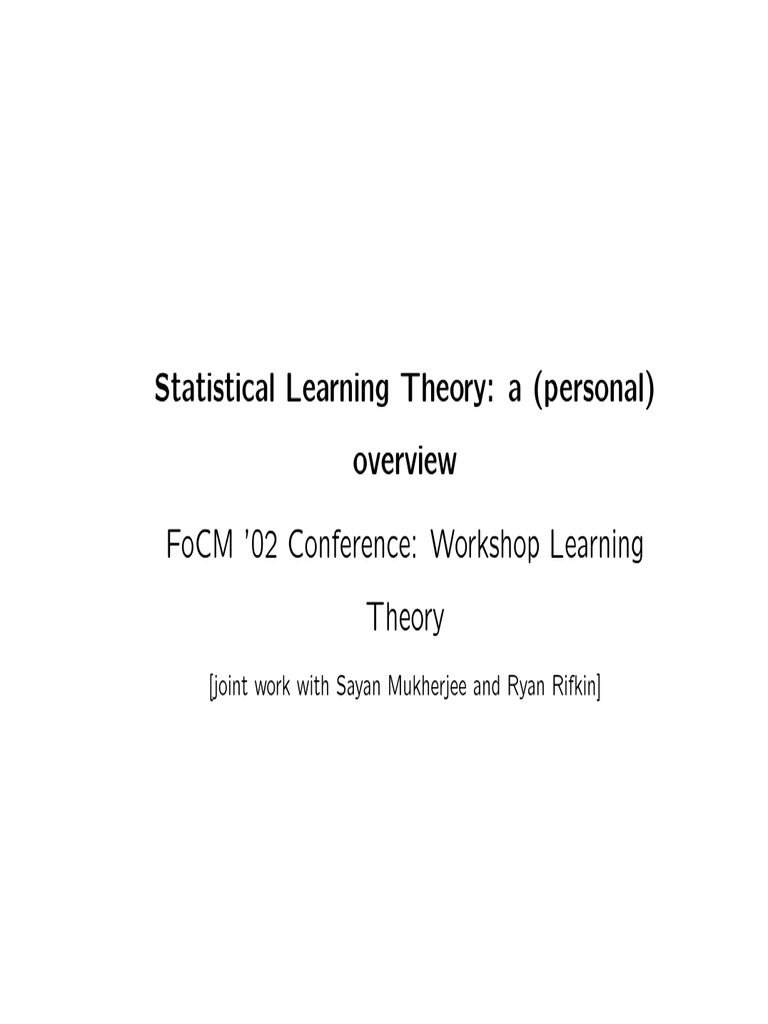 Statistical Learning Theory | PDF | Support Vector Machine | Mathematical Analysis