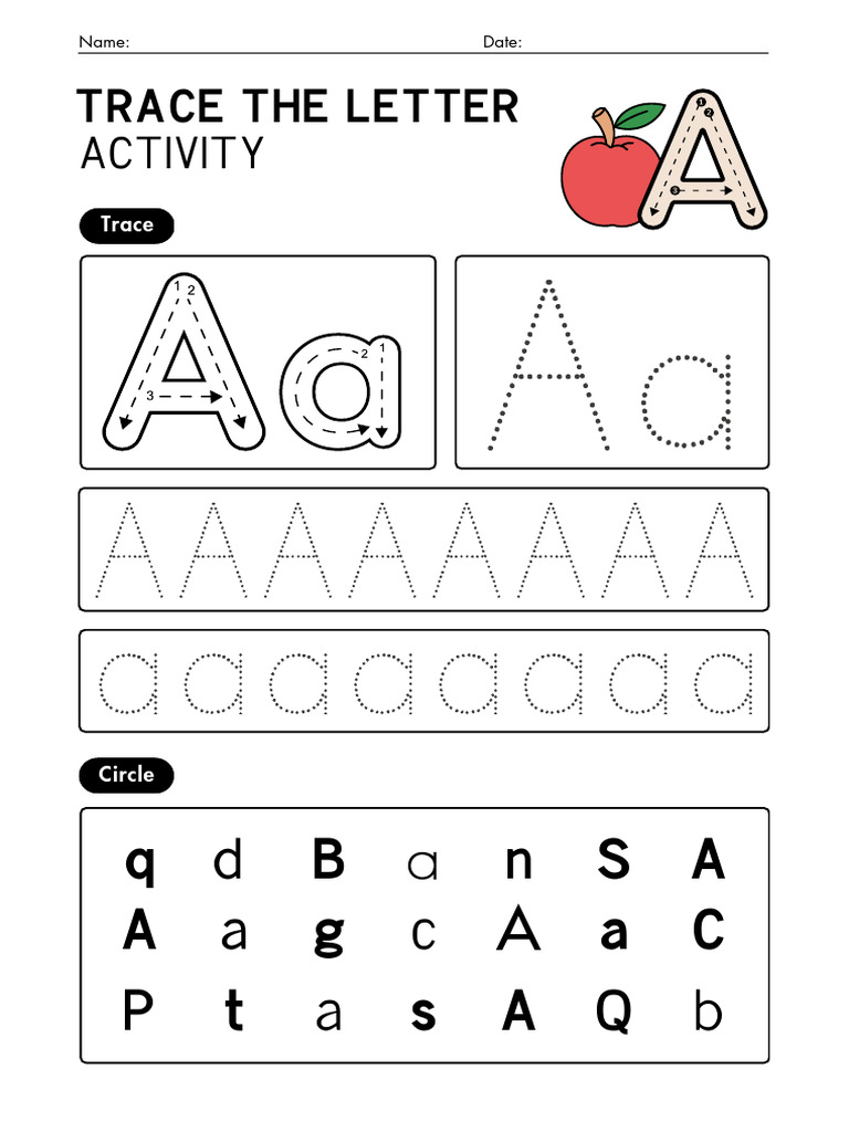 Alphabet Letter Tracing (A-M) Set of Worksheets in Colorful Simple ...