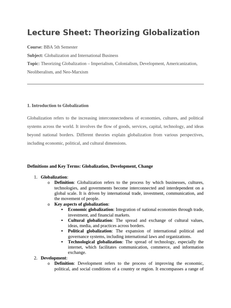 Chapter 1 Introduction and Theories of Globalization | PDF | Globalization | Capitalism