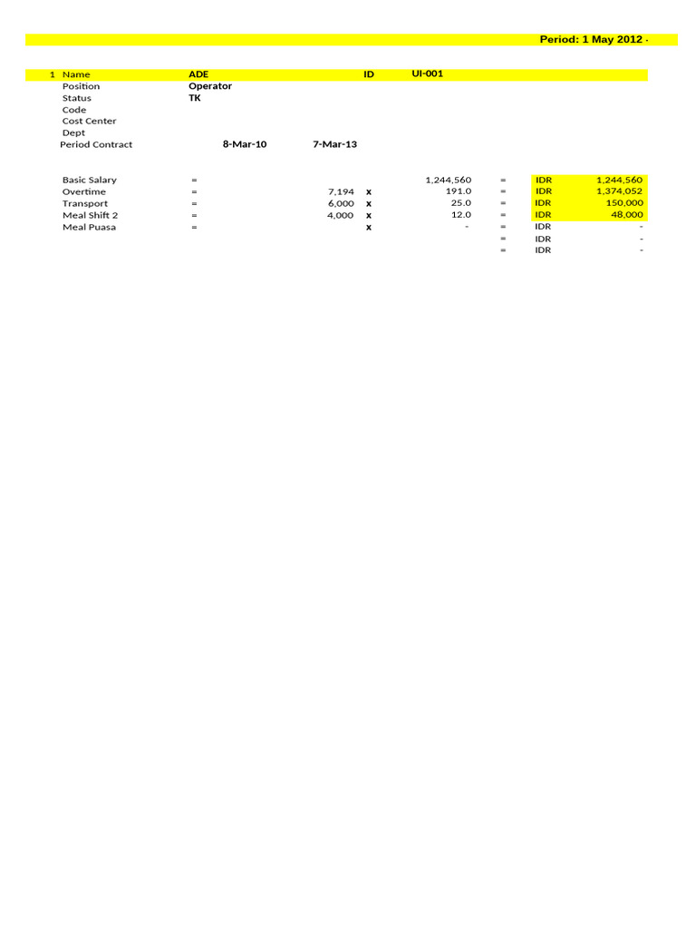 Contoh Template Slip Gaji Excel | PDF | Payroll | Taxes