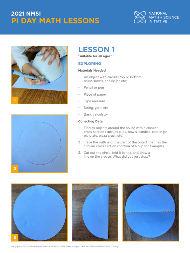 2021 NMSI Pi Day Math Lesson 1 Exploring Pi SCREEN | PDF | Circle | Pi