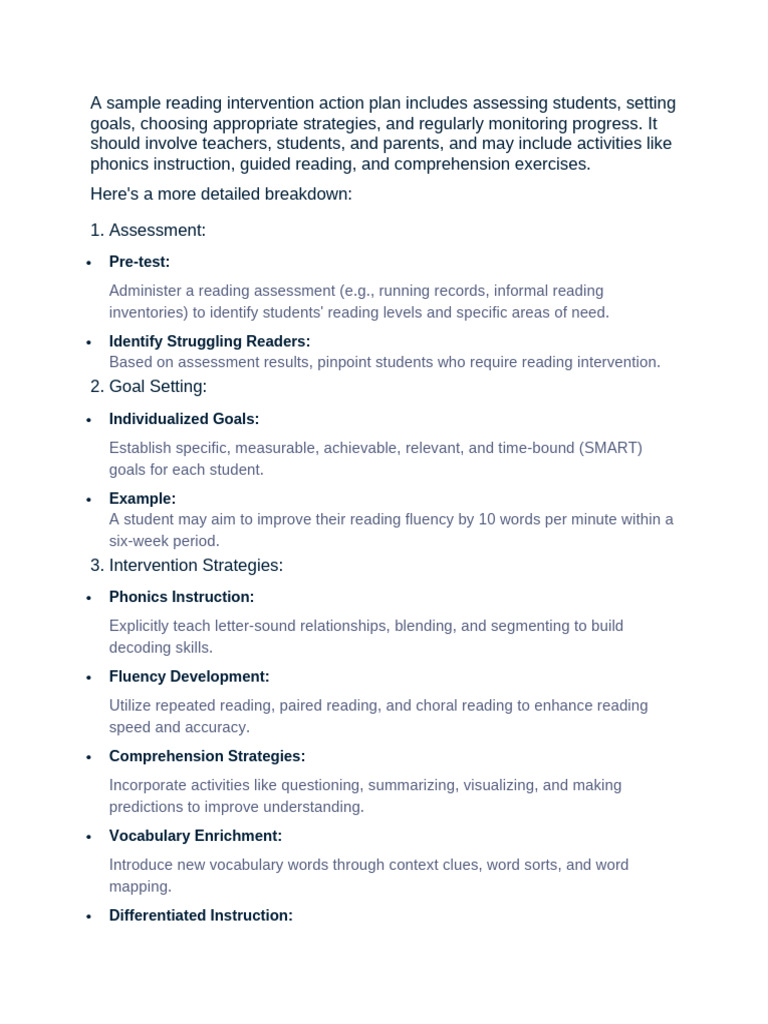 Reading Intervention Action Plan Sample | PDF | Phonics | Reading ...