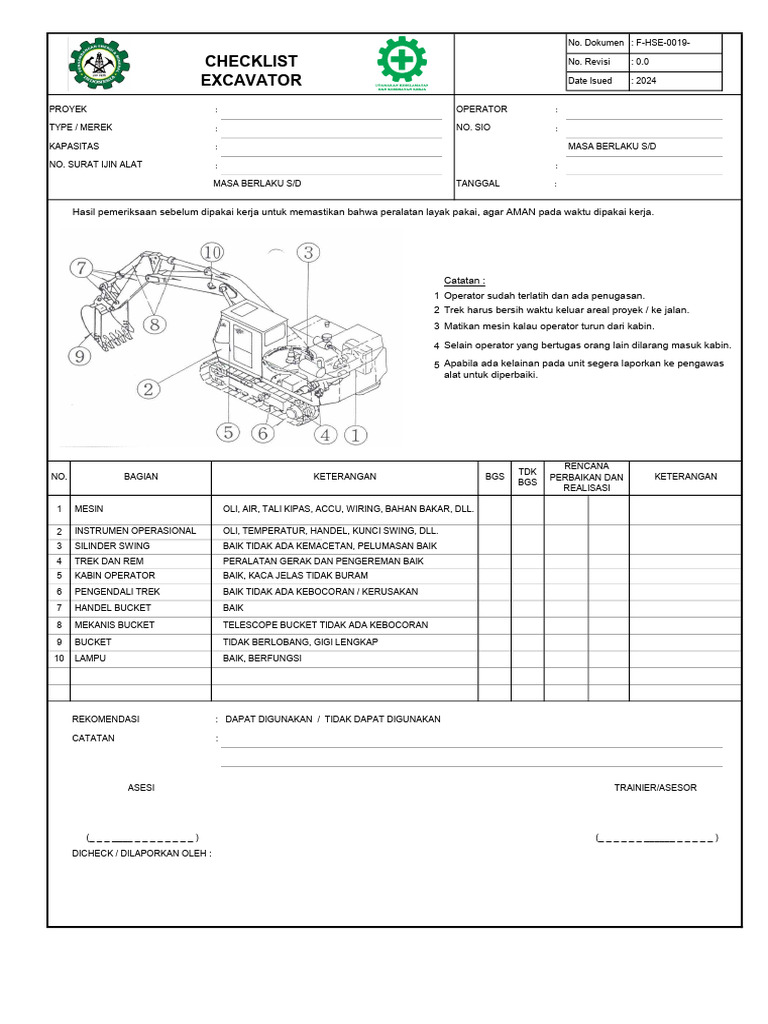 Form Excavator Pemi 2024 | PDF
