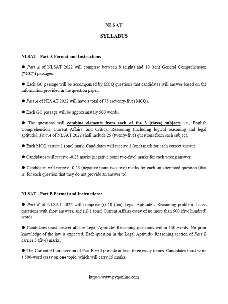 Nlsat LLB Syllabus | PDF