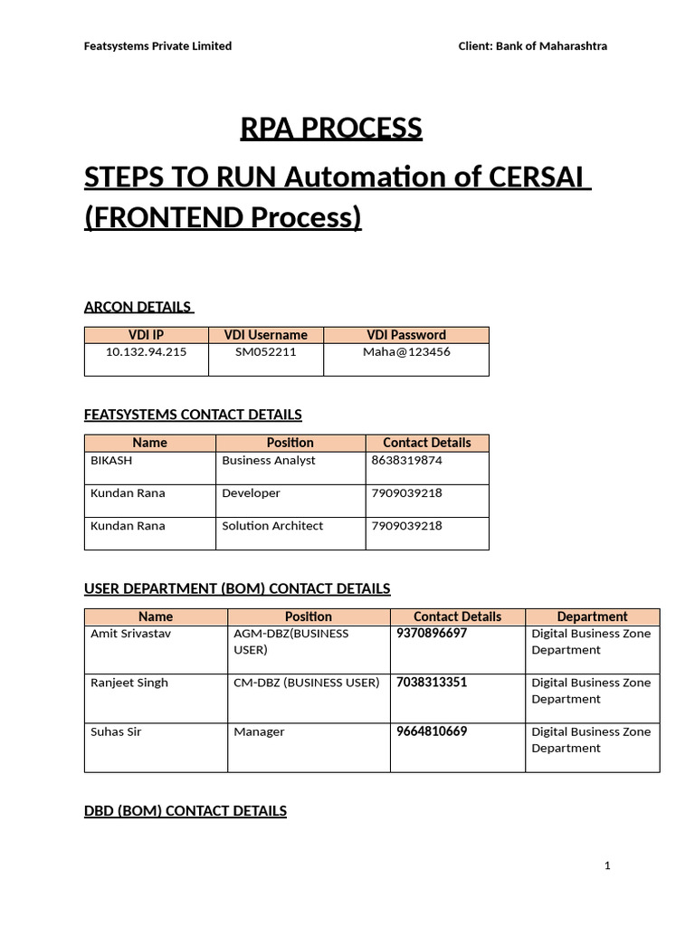 CERSAI RPA Process Guide for BOM | PDF | Desktop Virtualization | Computing
