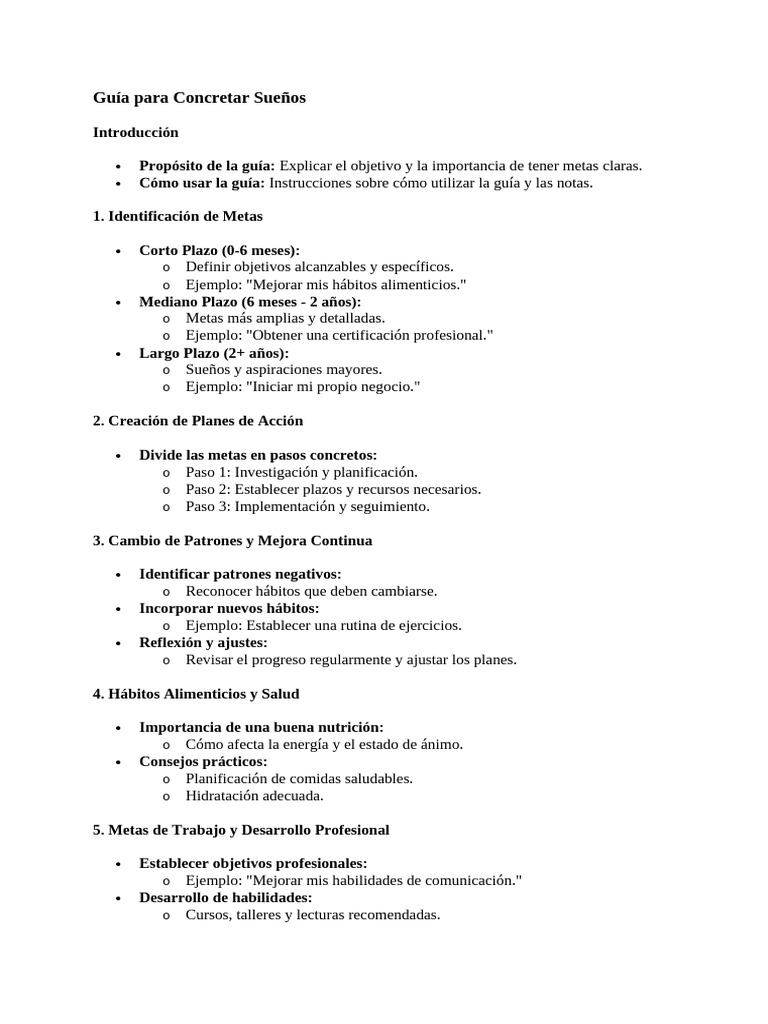 Concretar Sueños: Guía Práctica y Efectiva | PDF | Alimentos ...