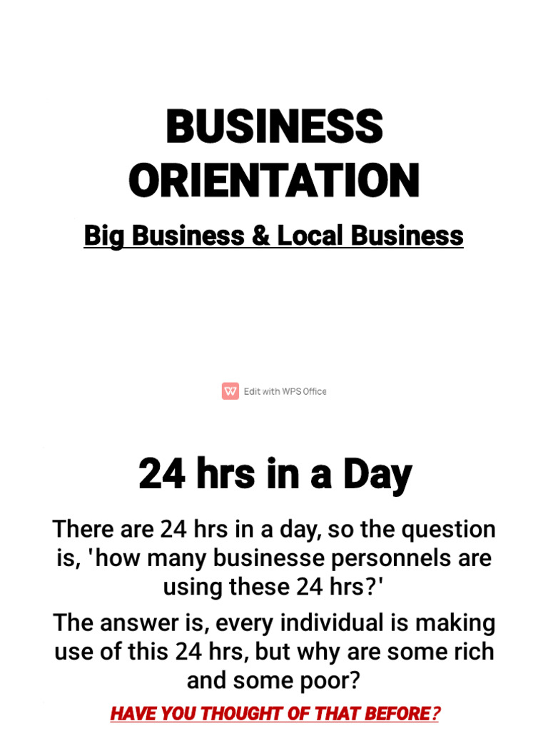 Business Orientation 101 | PDF | Economies