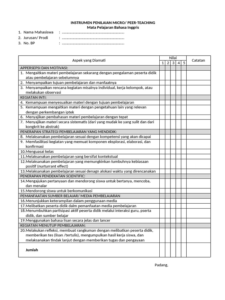 Instrumen Penilaian Micro | PDF