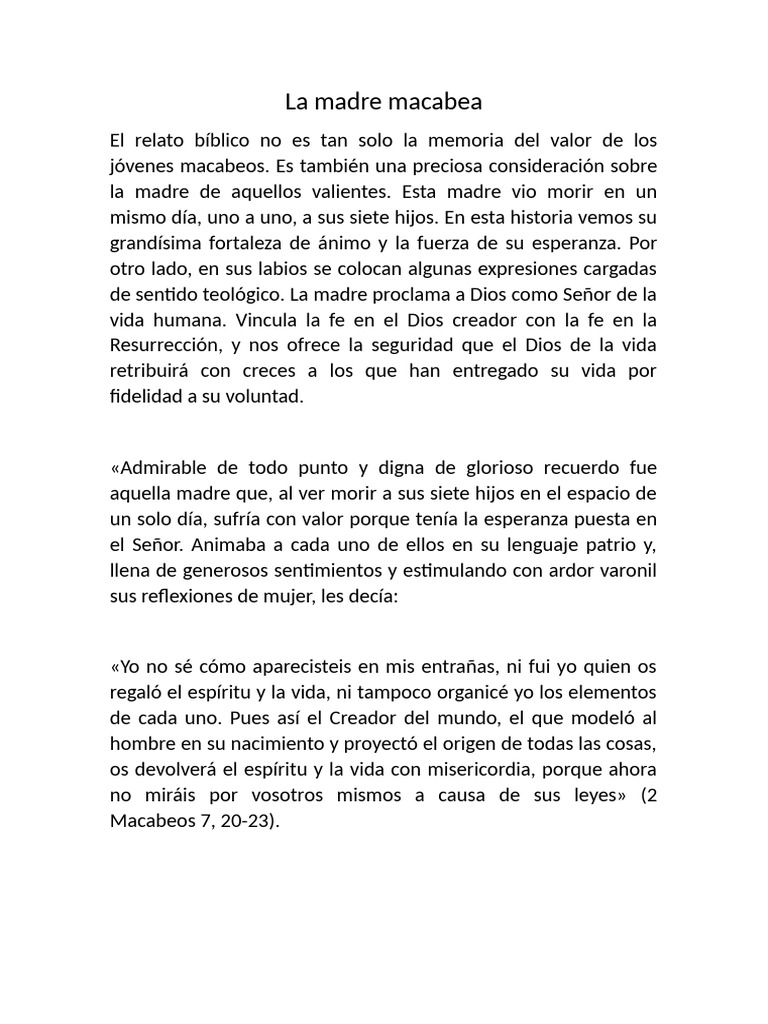 La fortaleza de la madre macabea | PDF