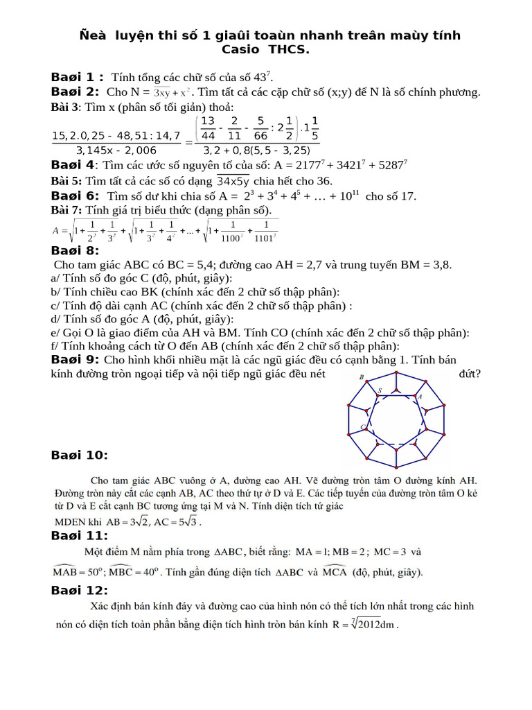 10 de Thi Va Dap An MTCT - BD HSG TOÁN THCS | PDF