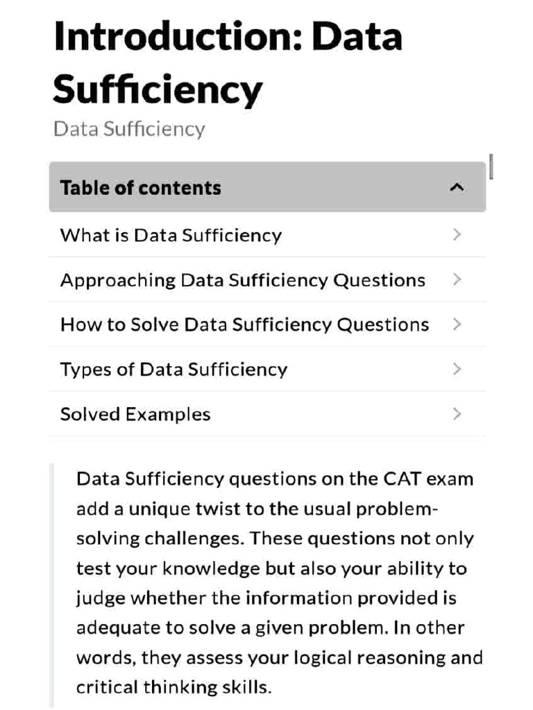 Data Sufficiency | PDF