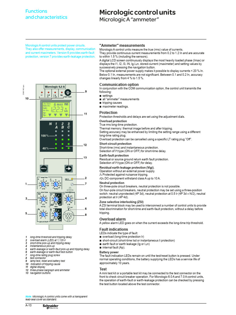 Micrologic Control Units For Masterpact NT and NW 6 Page Range and Possible Setting | PDF ...