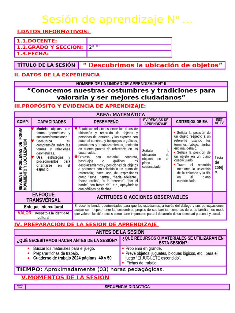 Ubicación de Objetos en el Aula | PDF | Aprendizaje