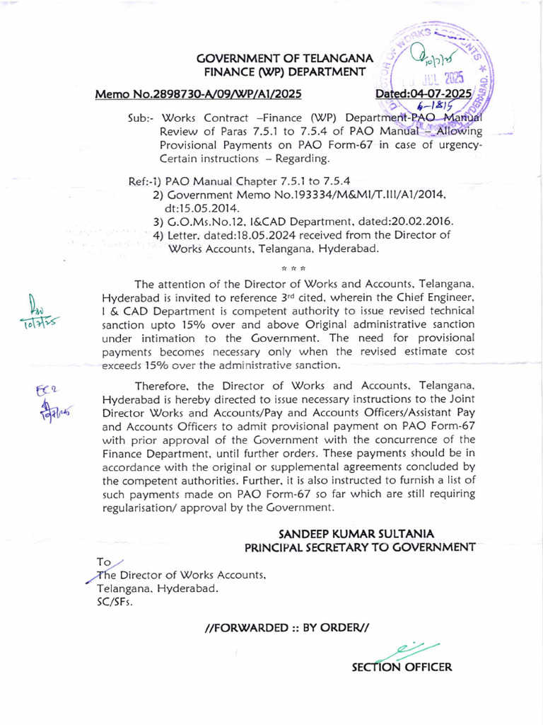 PAO Form 67 - Finance Instructions | PDF
