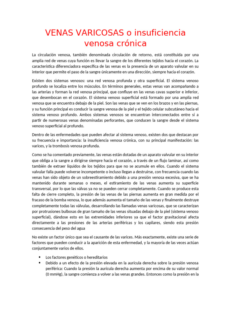 Venas Varicosas | PDF | Vena | Venas varicosas