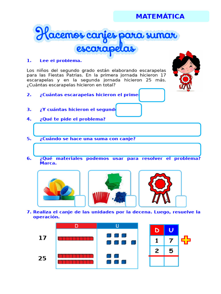 Sumas Con Canjes MAT FICHA | PDF