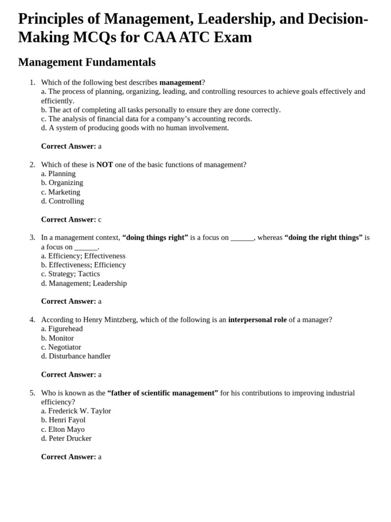 Principles of Management | PDF | Leadership | Decision Making