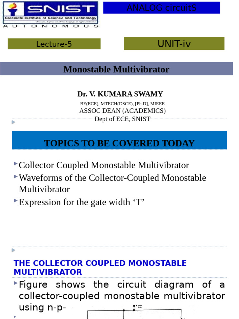 Monostable Multivibrator Overview | PDF | Electrical Components ...
