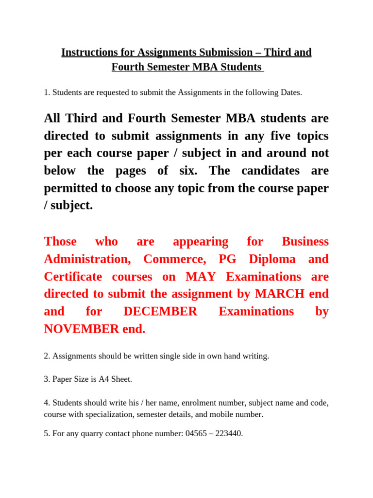 Third and Fourth Semester Mba Assignment | PDF