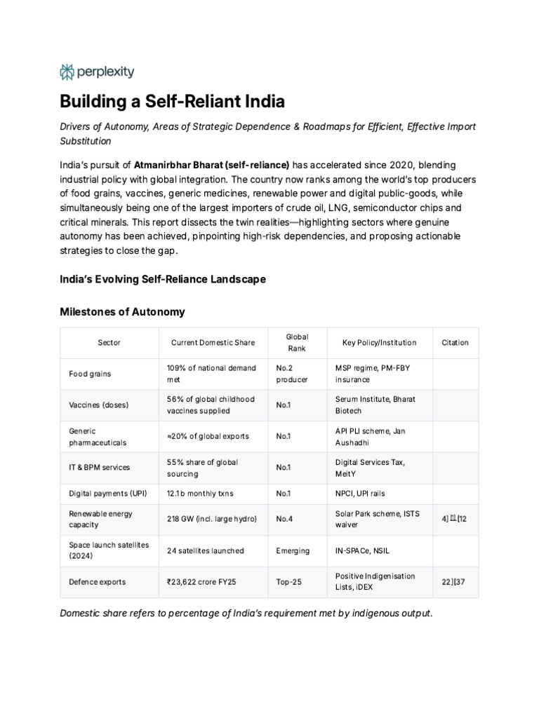 Building A Self-Reliant India | PDF | Petroleum | Coal