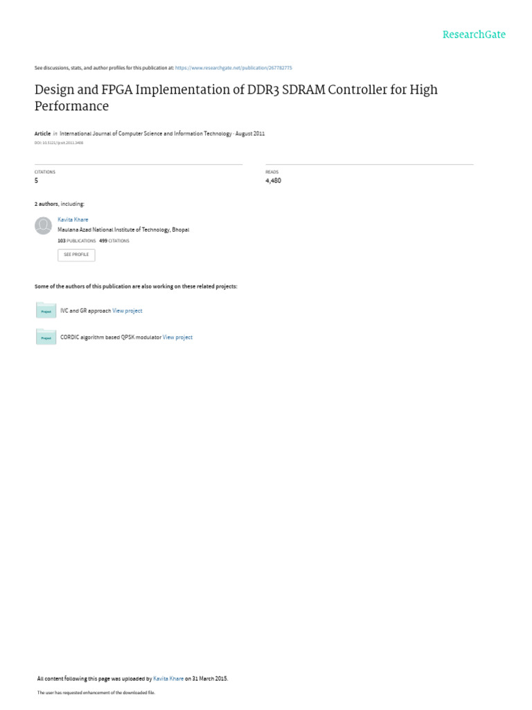 Design and FPGA Implementation of DDR3 SDRAM Contr | PDF | Computer Hardware | Computer Science