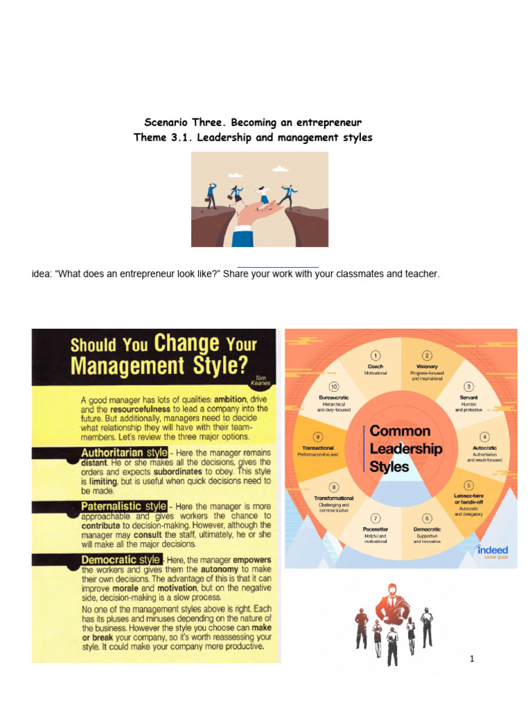 SCENARIO Three THEME 3 1 Leadership and Management Styles Contabilidad ...