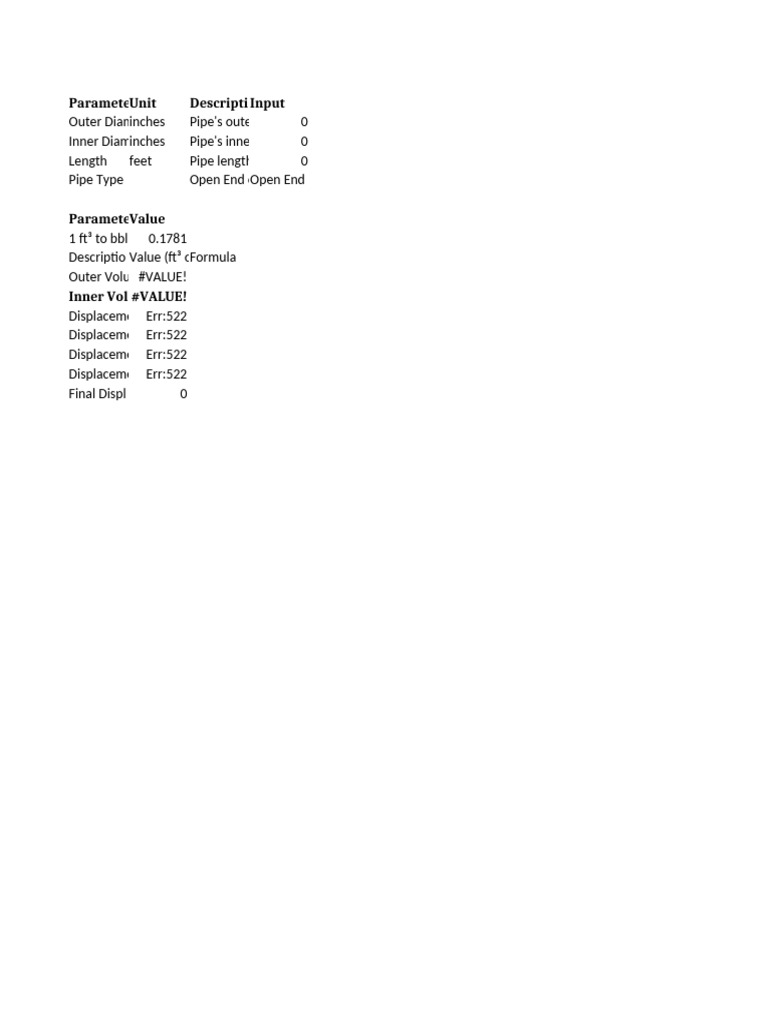 Pipe Displacement Calculator | PDF