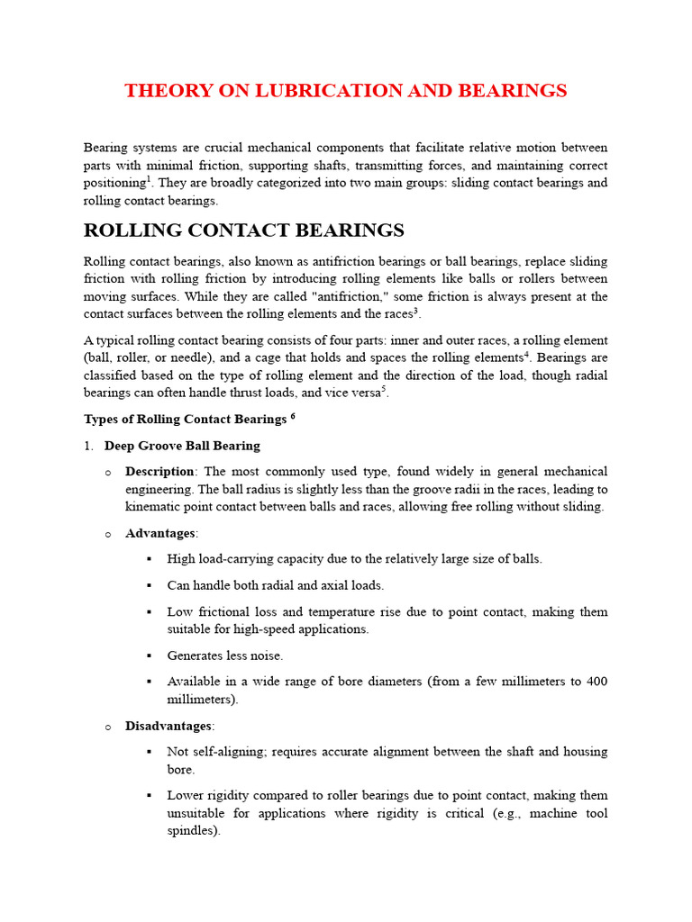 Theory On Lubrication and Bearings | PDF | Bearing (Mechanical) | Lubricant