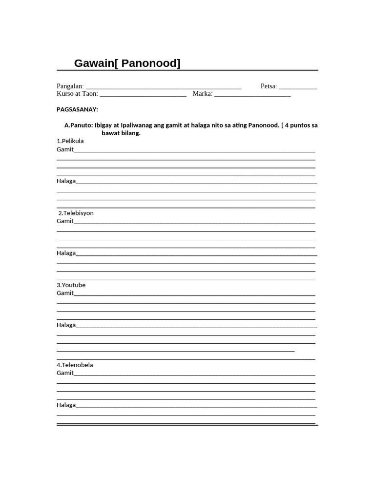 Pagsasanay Sa Panonood Sa Pelikula 2025 | PDF