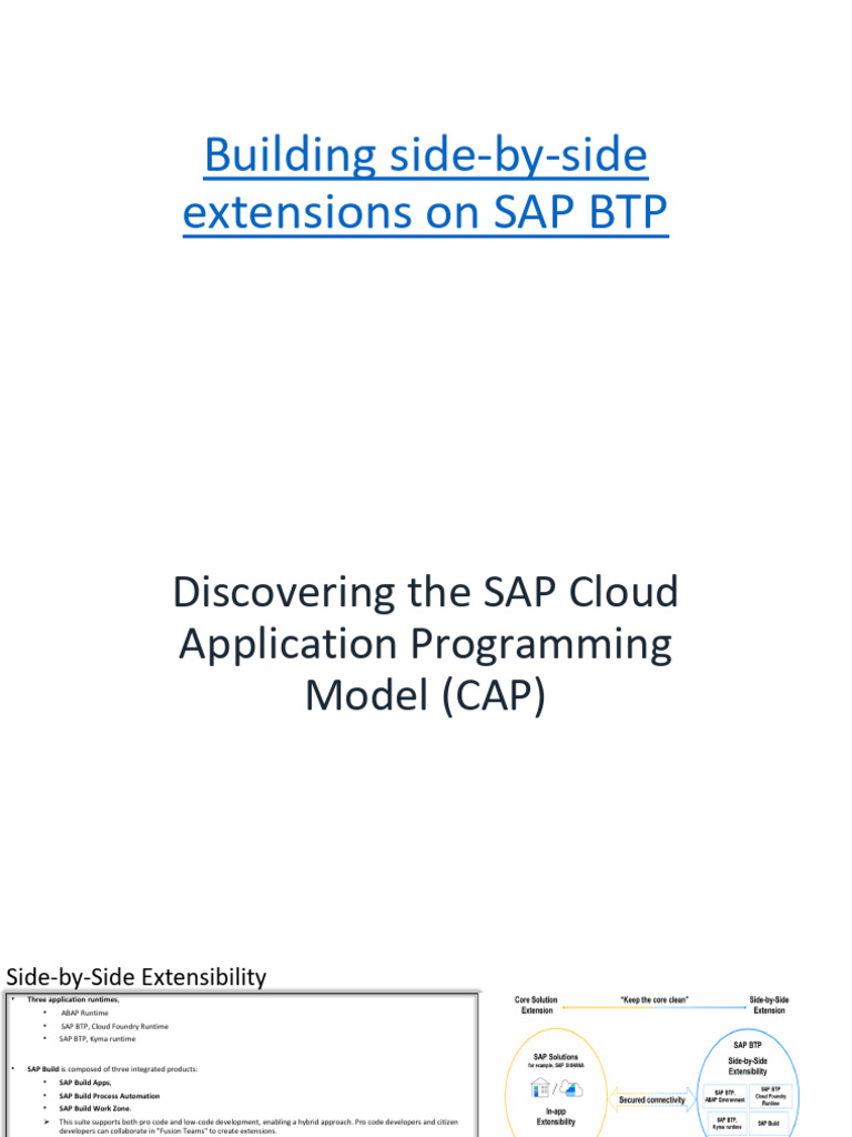 Building Side by Side Extensions On SAP BTP 1736234300 | PDF | Json | Cloud Computing