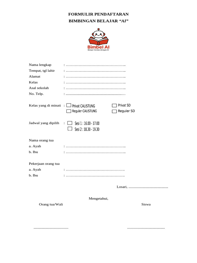 Formulir Pendaftaran Versi 2 | PDF