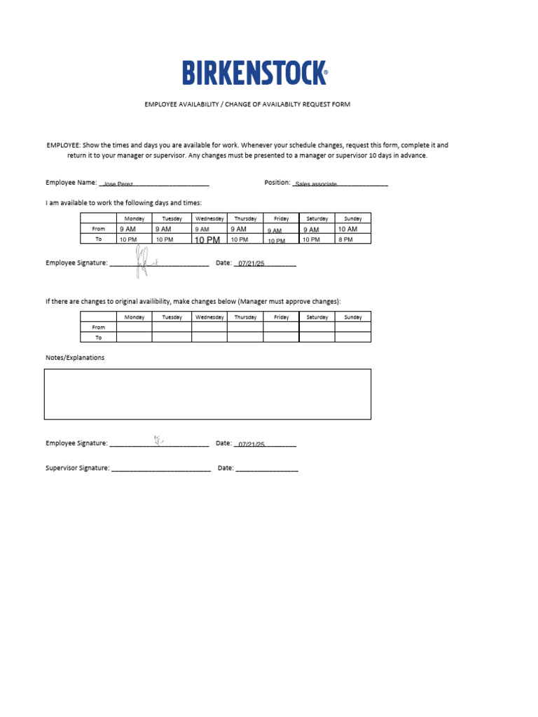 Availability Request Form | PDF