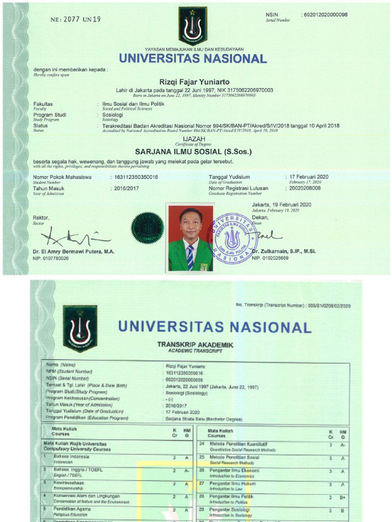 Ijazah Dan Transkrip | PDF