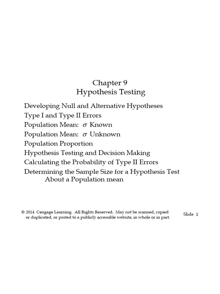Hypothesis Testing Fundamentals | PDF | Type I And Type Ii Errors | P Value