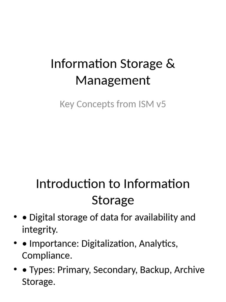Information Storage Management Presentation | PDF