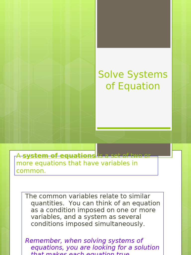 Solving Systems of Linear Equations | PDF | Equations | Mathematics