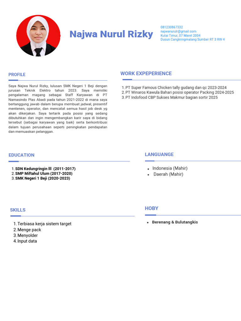 Najwa Nurul Rizky CV | PDF