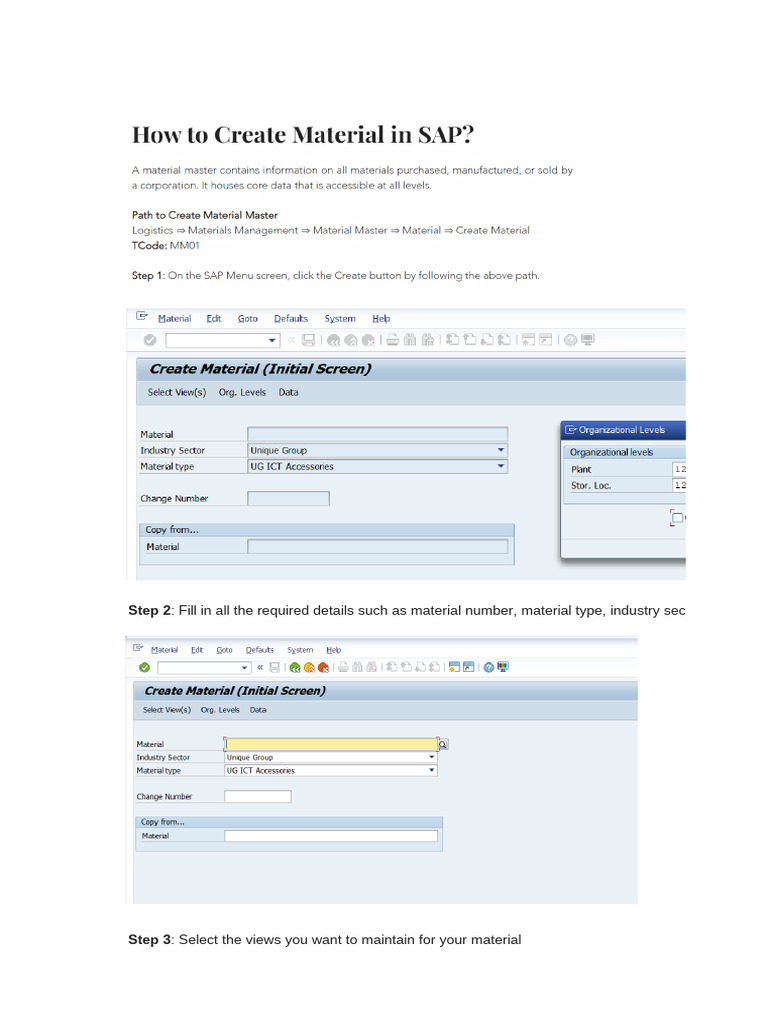 MM Material Creation Practice | PDF