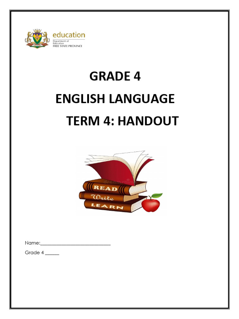 4.3 GRADE 4 TERM 4 2023 English Language Handout | PDF | Verb | Pronoun