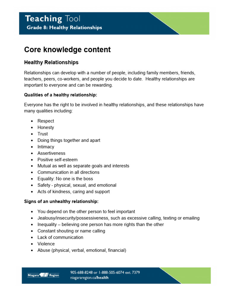 Gr8 Healthy Relationships Core Knowledge Content | PDF | Consent ...