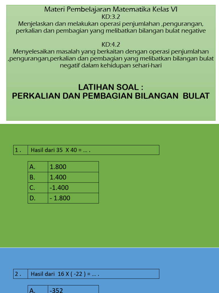 Latihan Soal Perkalian Pembagian Bilbul | PDF