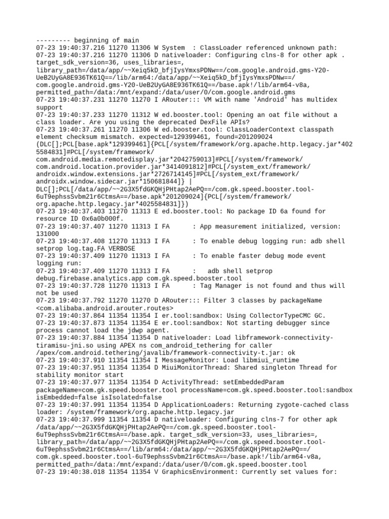 Com - Gk.speed - Booster.tool Logcat | PDF | Text File | Computing