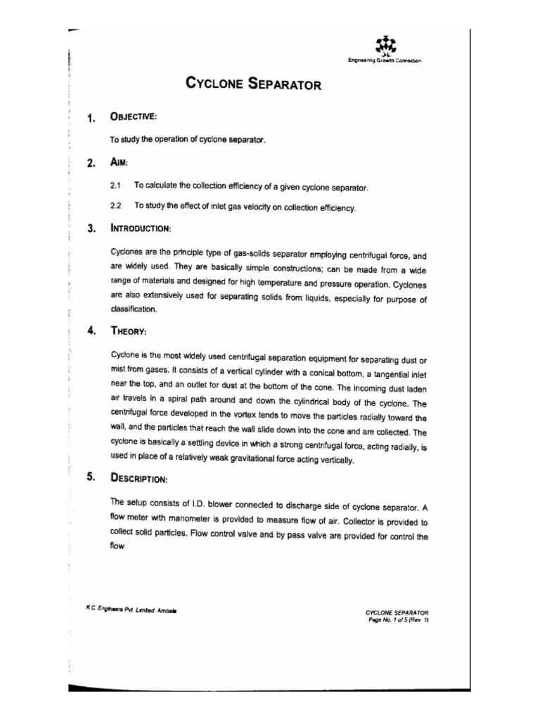 Cyclone Separator | PDF