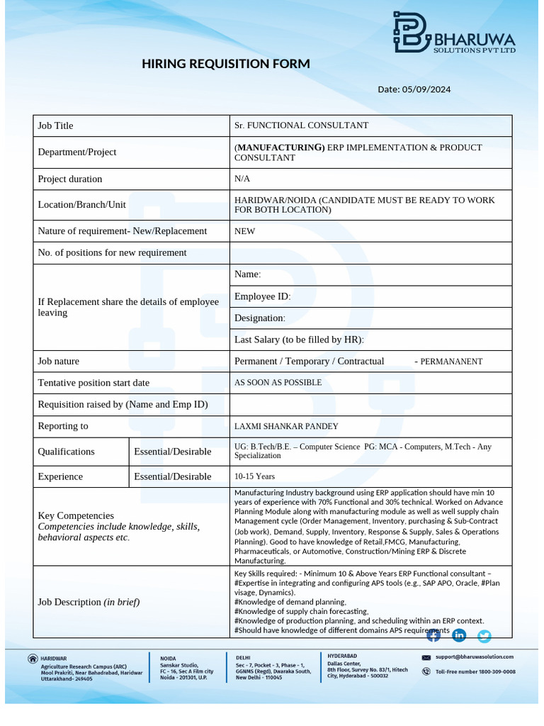 Sr. Functional Consultant Hiring Request | PDF | Enterprise Resource ...