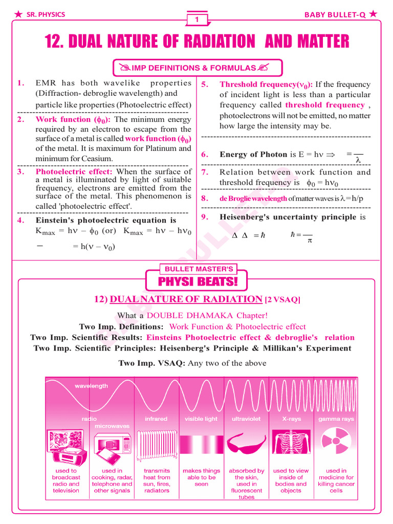 12 Dual Nature of Radiation and Matter | PDF | Photoelectric Effect ...