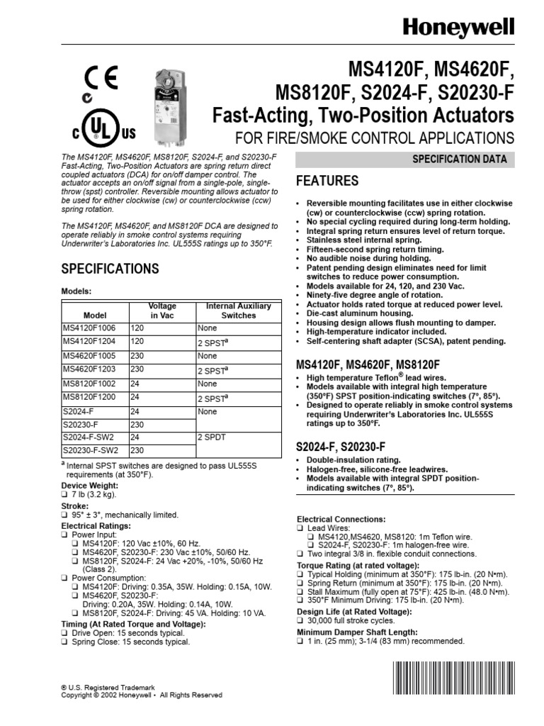 Honeywell 20 NM, 230 & 24 VAC | PDF | Alternating Current | Switch