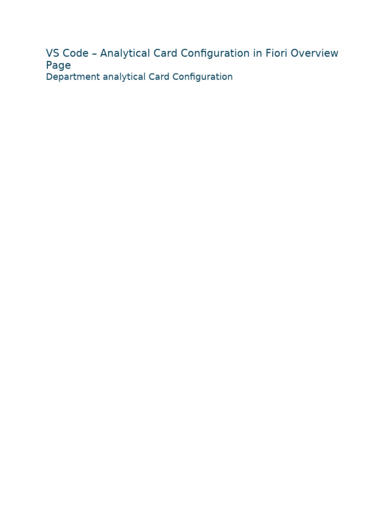 Analytical Card Setup in Fiori | PDF